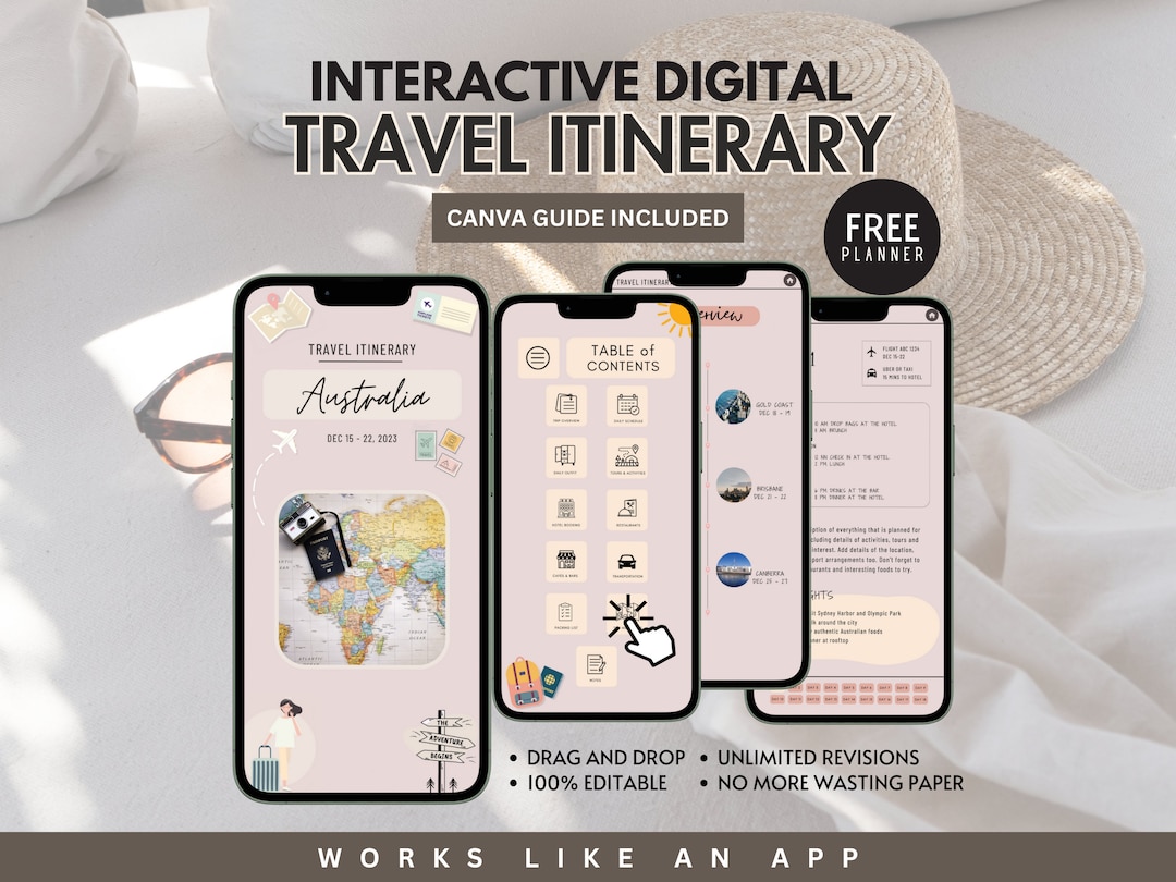 Travel Itinerary Digital Template App Like Mobile Travel Schedule ...
