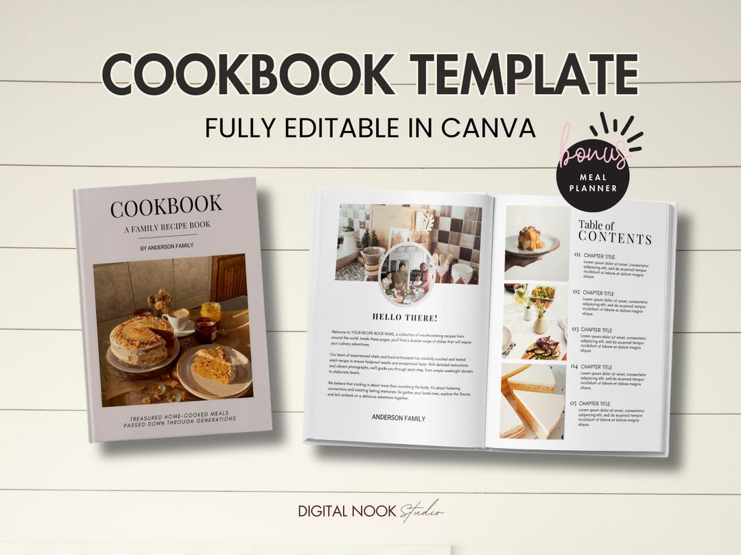 Cookbook Template Editable Recipe Book Custom Book Recipe Card Meal ...