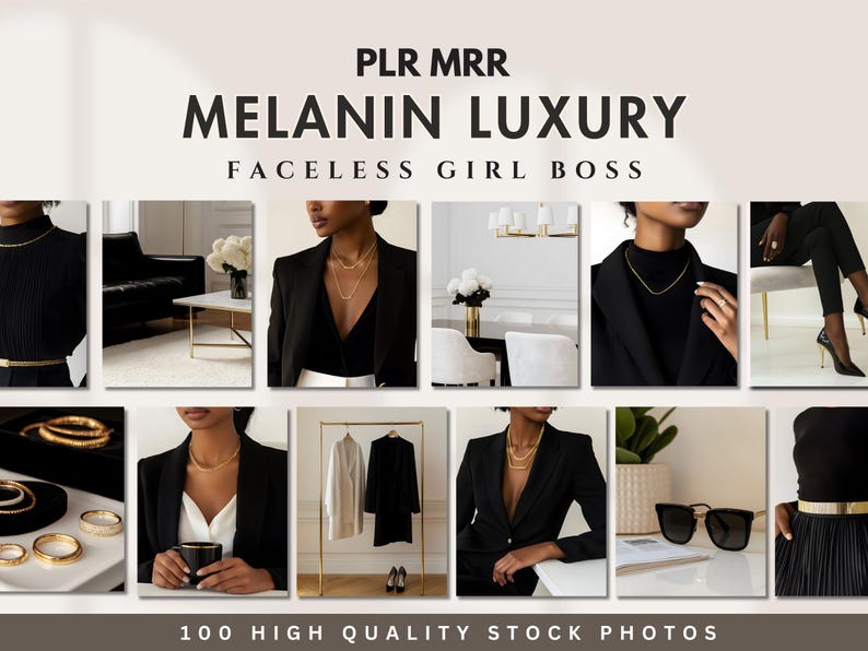 Melanin Aesthetic Woman Stock Images Faceless Girl Boss Stock Photo Marketing Luxury PLR MRR AI ...