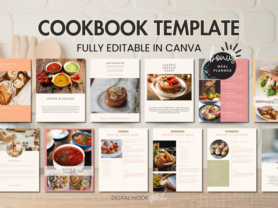 Cookbook Template Editable Recipe Book Custom Book Recipe Card Meal ...