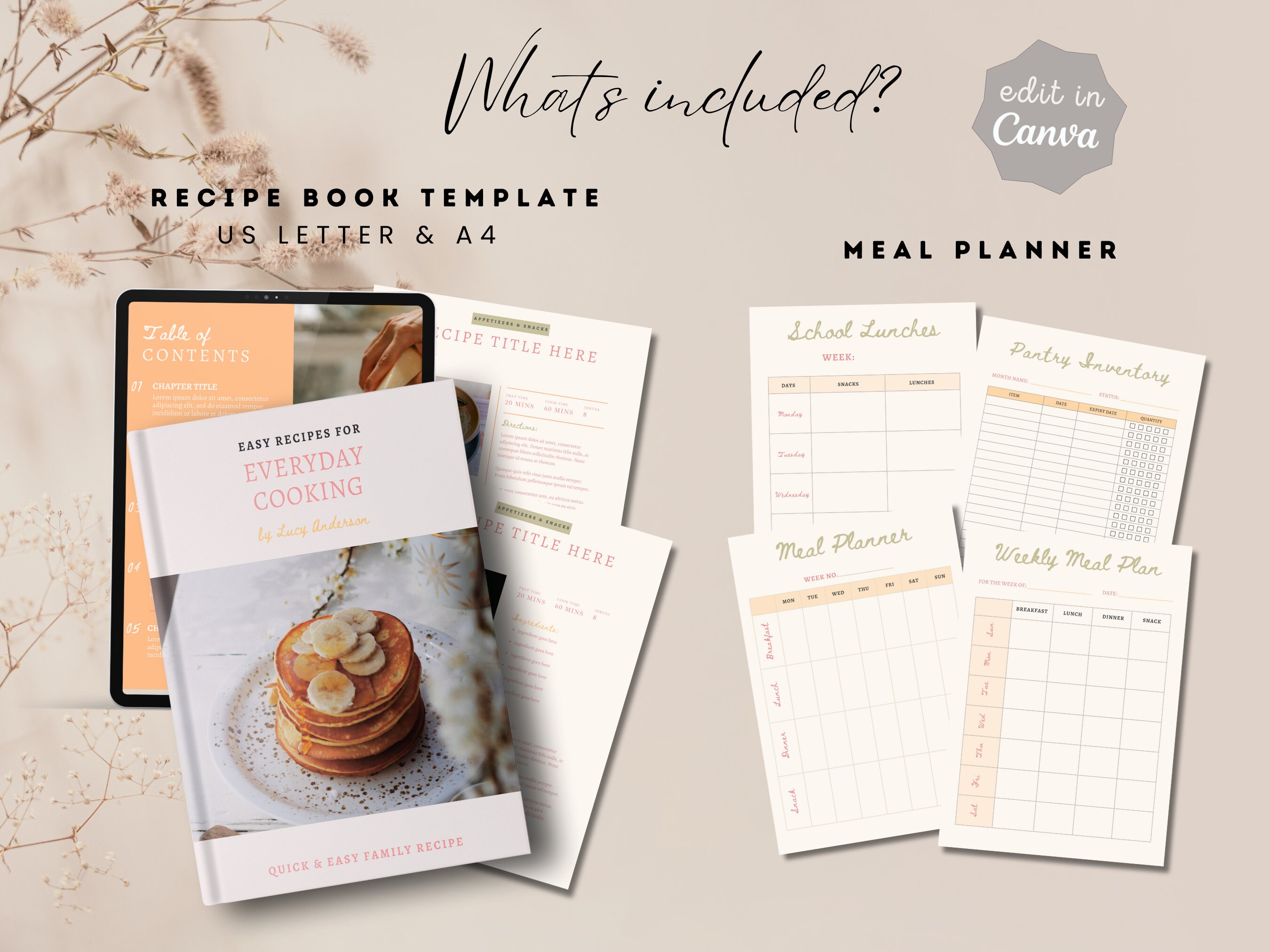 Editable Recipe Book Template, Cookbook Template, Printable Recipe Card ...