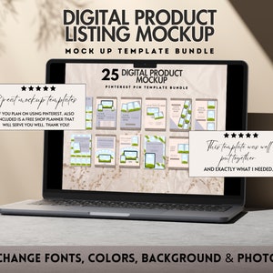 Pinterest Pin Template, Digital Product Mockup Template, Canva ...
