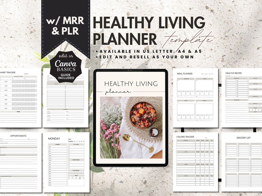 Healthy Lifestyle Planner PLR Healthy Living Daily Meal Planner Done ...