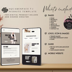 Squarespace Template Digital Product Seller Website Course Creator Coach Page Template PLR MRR ...