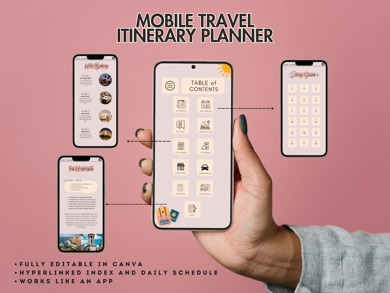 Travel Itinerary Digital Template App Like Mobile Travel Schedule ...