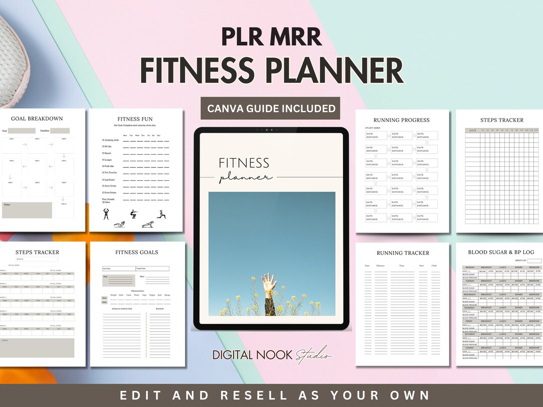 PLR Fitness Planner Template Editable Self Care Journal Weight Loss ...