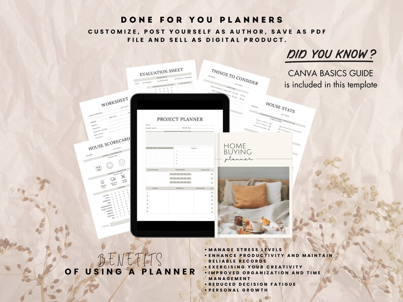 PLR Home Buying Planner Template Editable Canva House Hunting Checklist ...