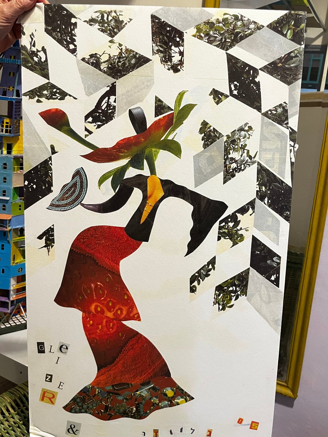 Raspberry Man in Cubistic Garden. Original Art by Sergio Gleizer. - Etsy