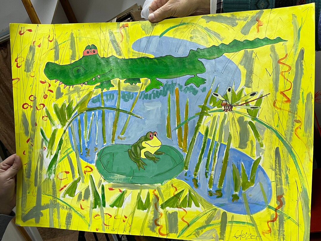 The Meeting in the Pool. Original Art Painting by Sergio Gleizer - Etsy