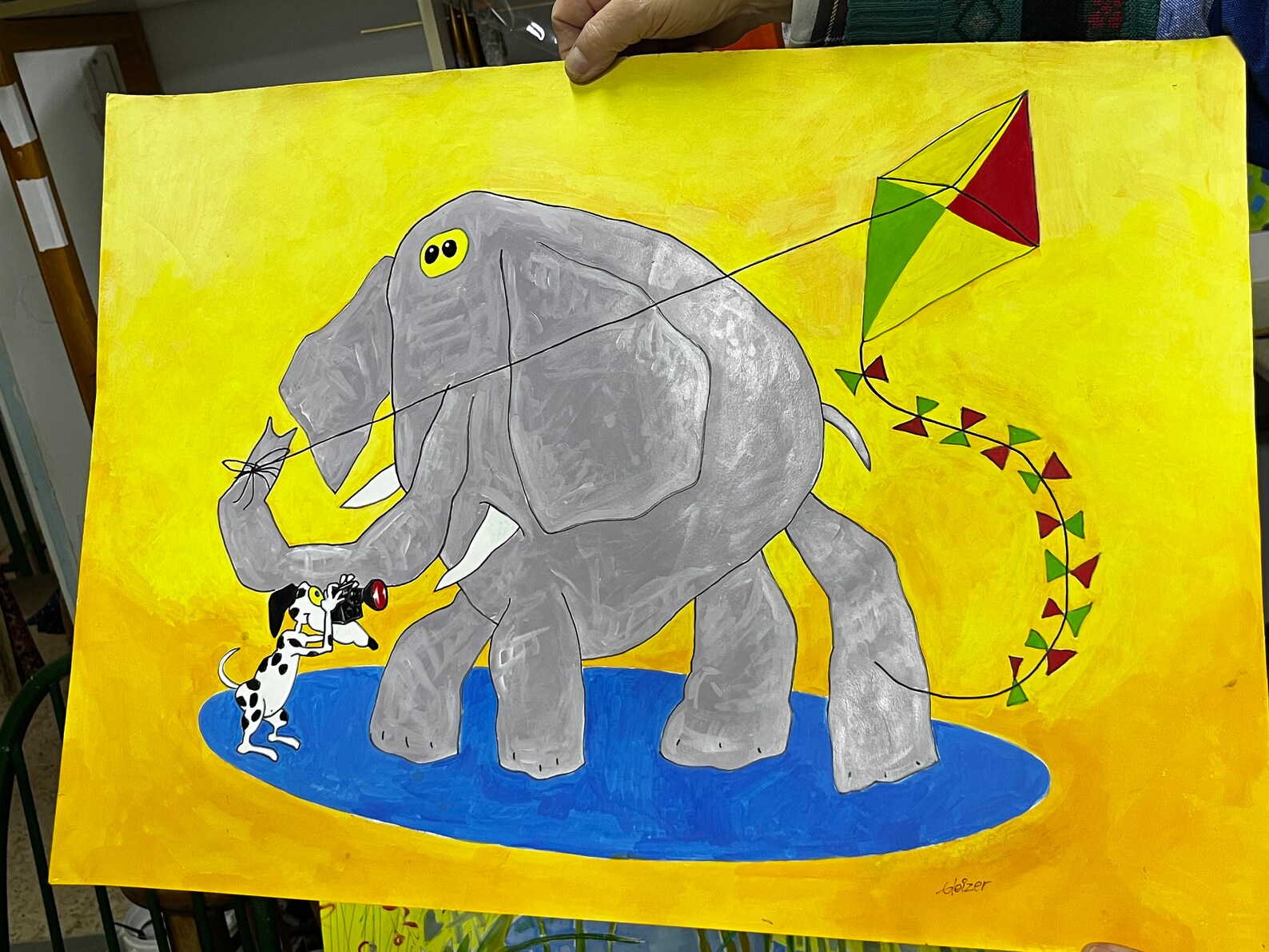 The Elephant in A Photo Studio. Original Art by Sergio Gleizer. - Etsy
