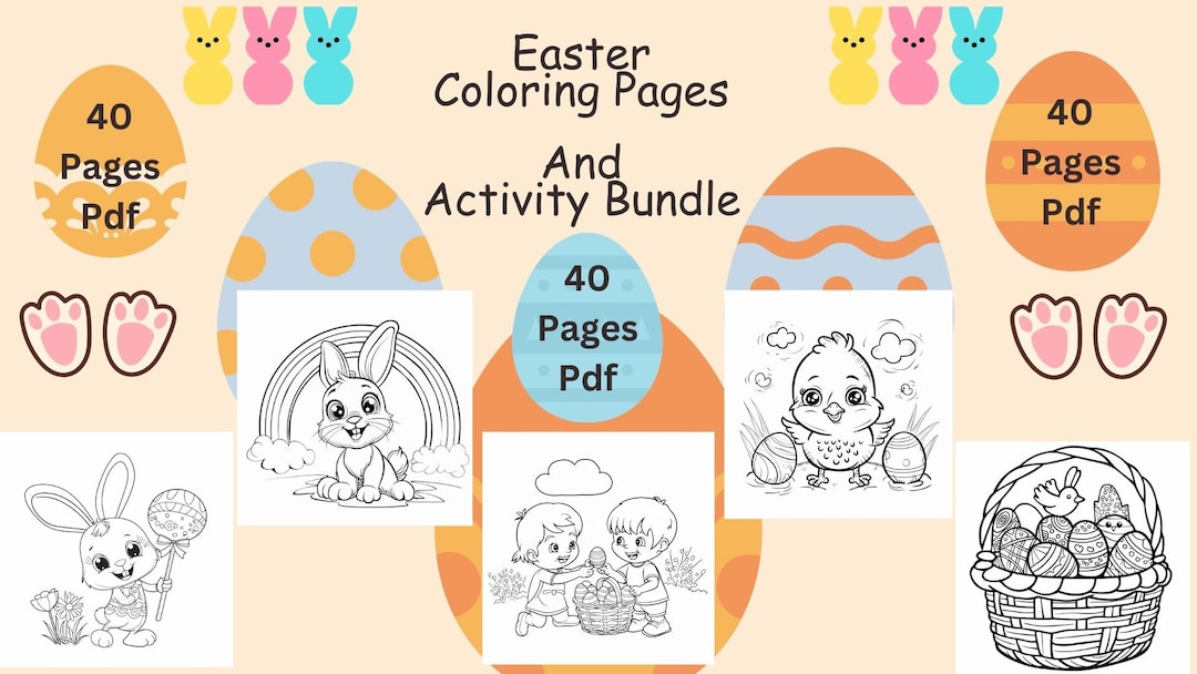 Easter Coloring Pages & Games: 40-page Activity Bundle (PDF) - Etsy