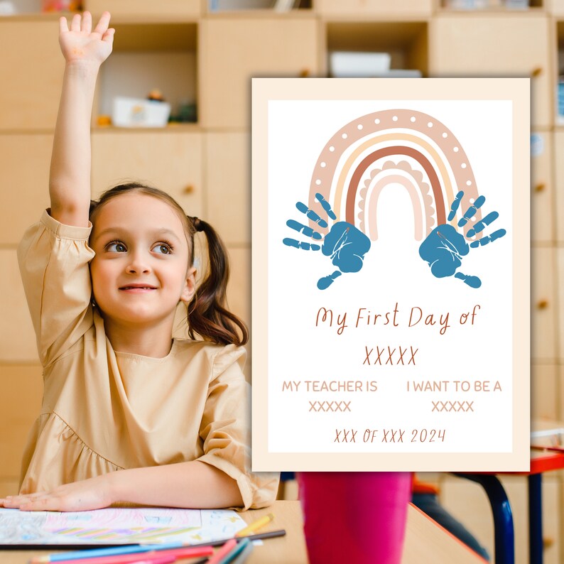 First Day of School Handprint Craft Back to School Printable Memory ...