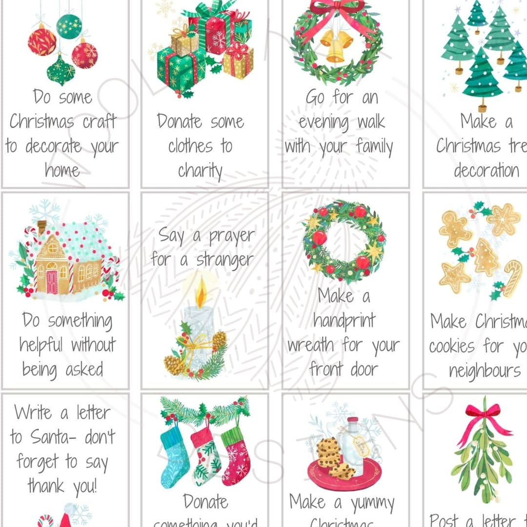 30 Christmas Kindness Activity Cards for Kids School Holiday - Etsy ...