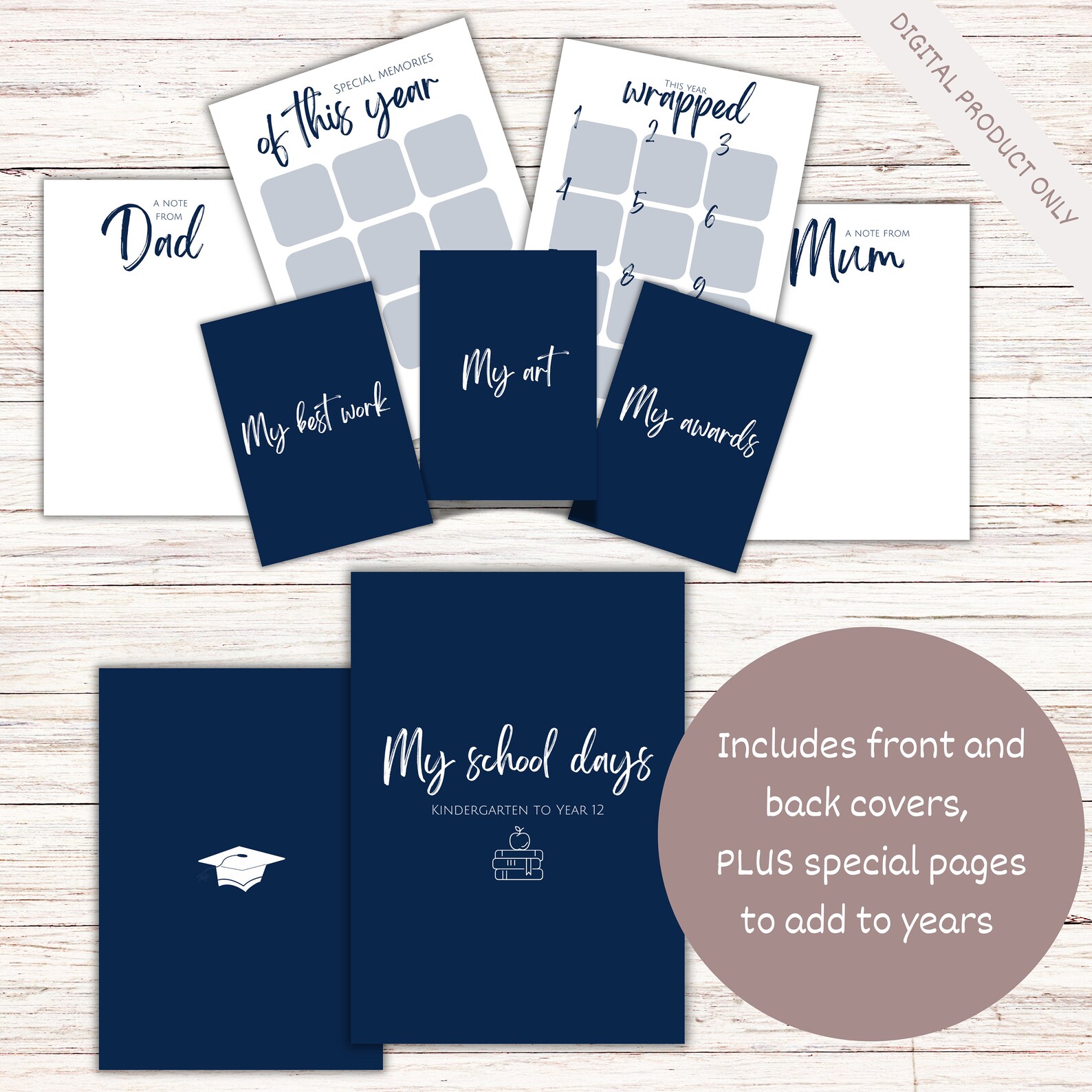 School Memory Box Kit: K-12 Keepsake Portfolio, Editable Canva Template ...