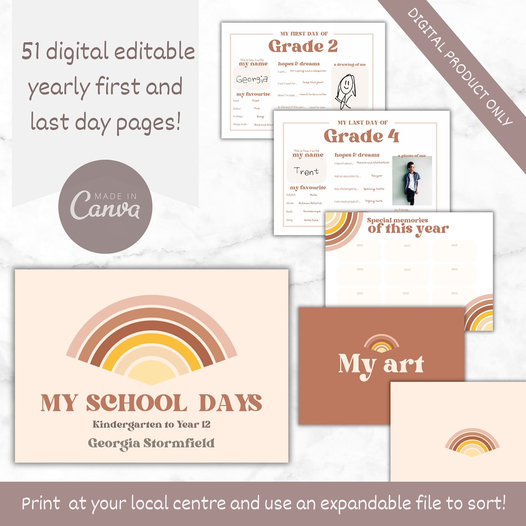 School Memory Box Kit Printable,childhood Memory Editable Book, School ...