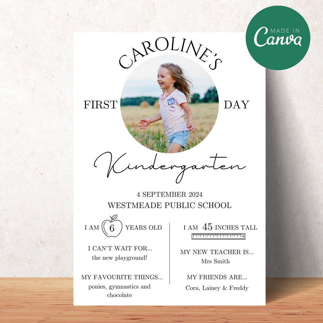 Editable First Day of School Sign: Classic Milestone Poster (canva ...
