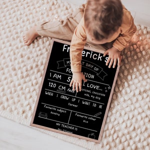 Chalkboard Back to School Sign, Editable First Day of School Sign ...