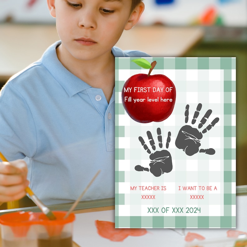 First Day of School Handprint Art: Keepsake Printable (PDF & Canva) - Etsy