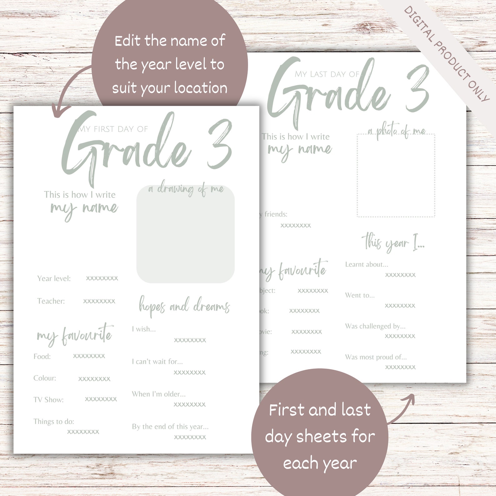 School Years Record Box Memories & Milestones, Editable First Last Day ...