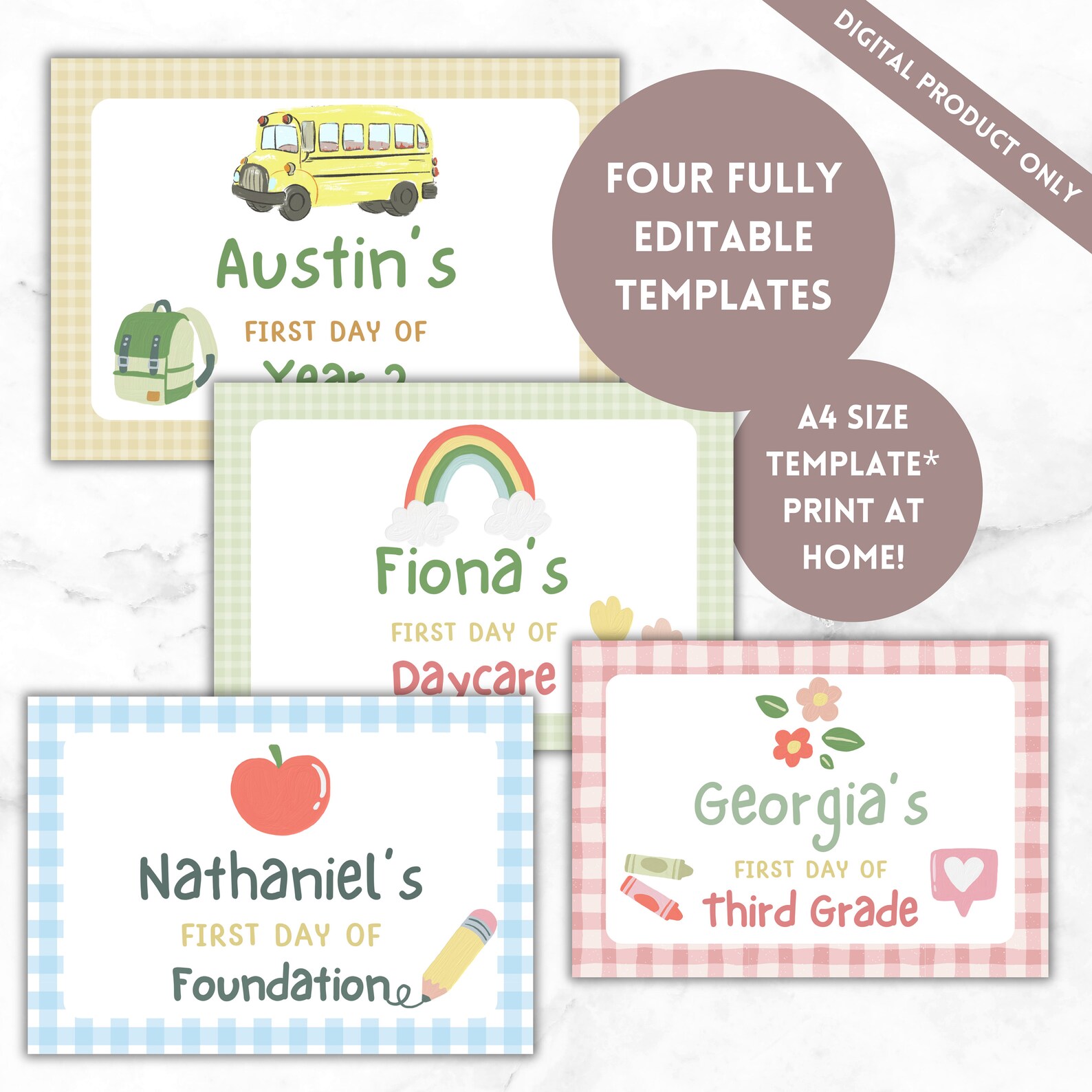 First Day of School Printable, Back to School Sign Flag, Last Day of ...