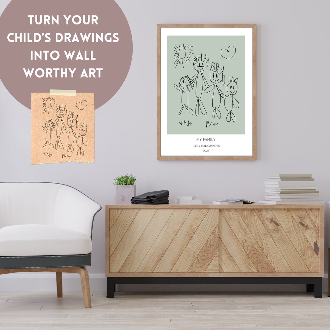 Mothers Day Unique Gift, Kids Art Display Drawing Made Into Custom ...