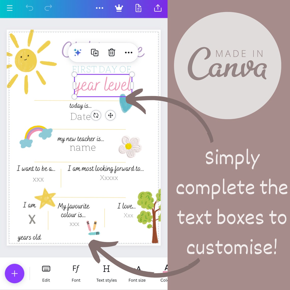 Editable Back to School Milestone Template Sign, First Day of School ...