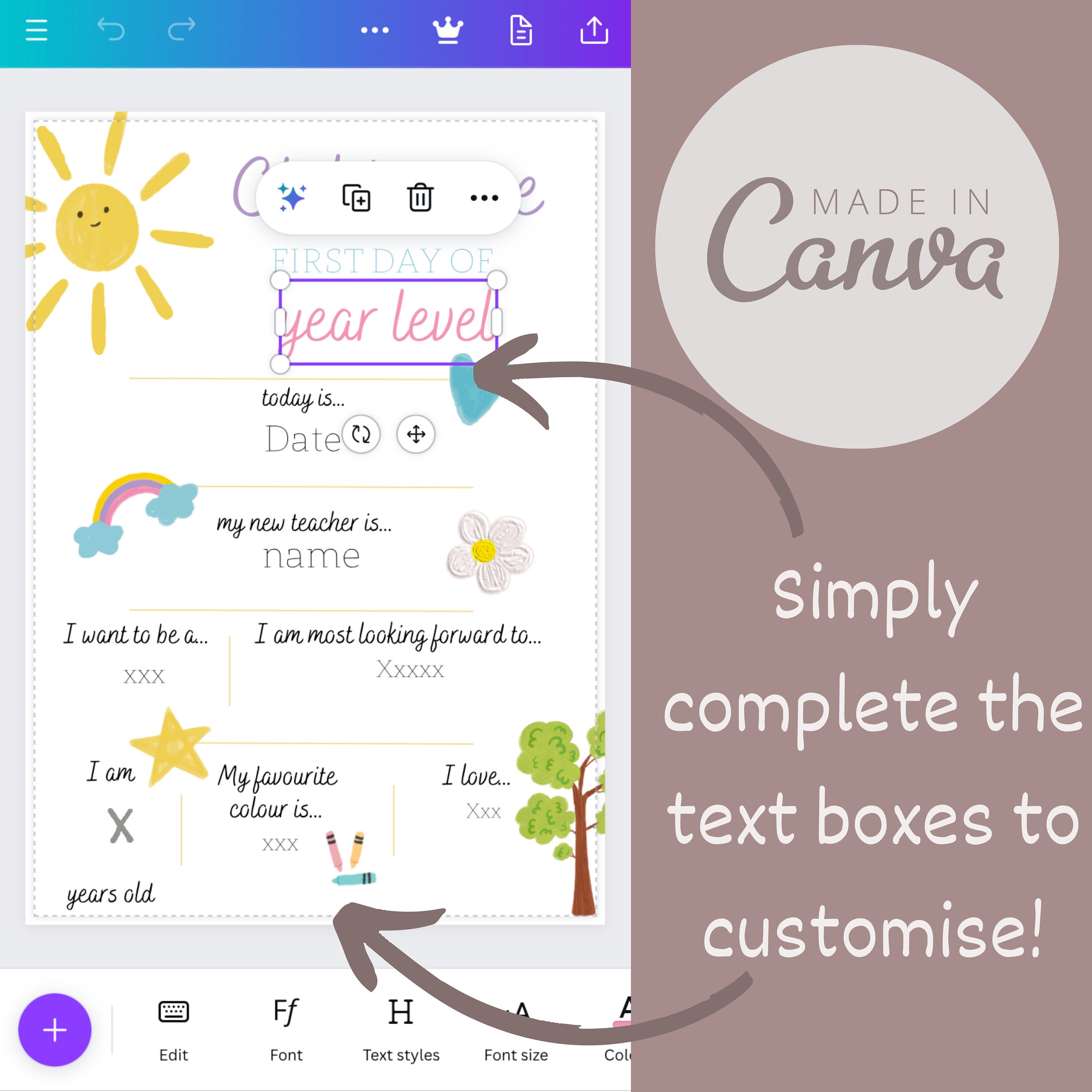 Editable Back to School Milestone Template Sign, First Day of School ...