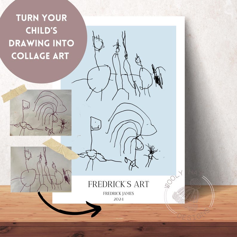 Child Art Collage: Custom Digitized Drawing Keepsake (digital Download ...
