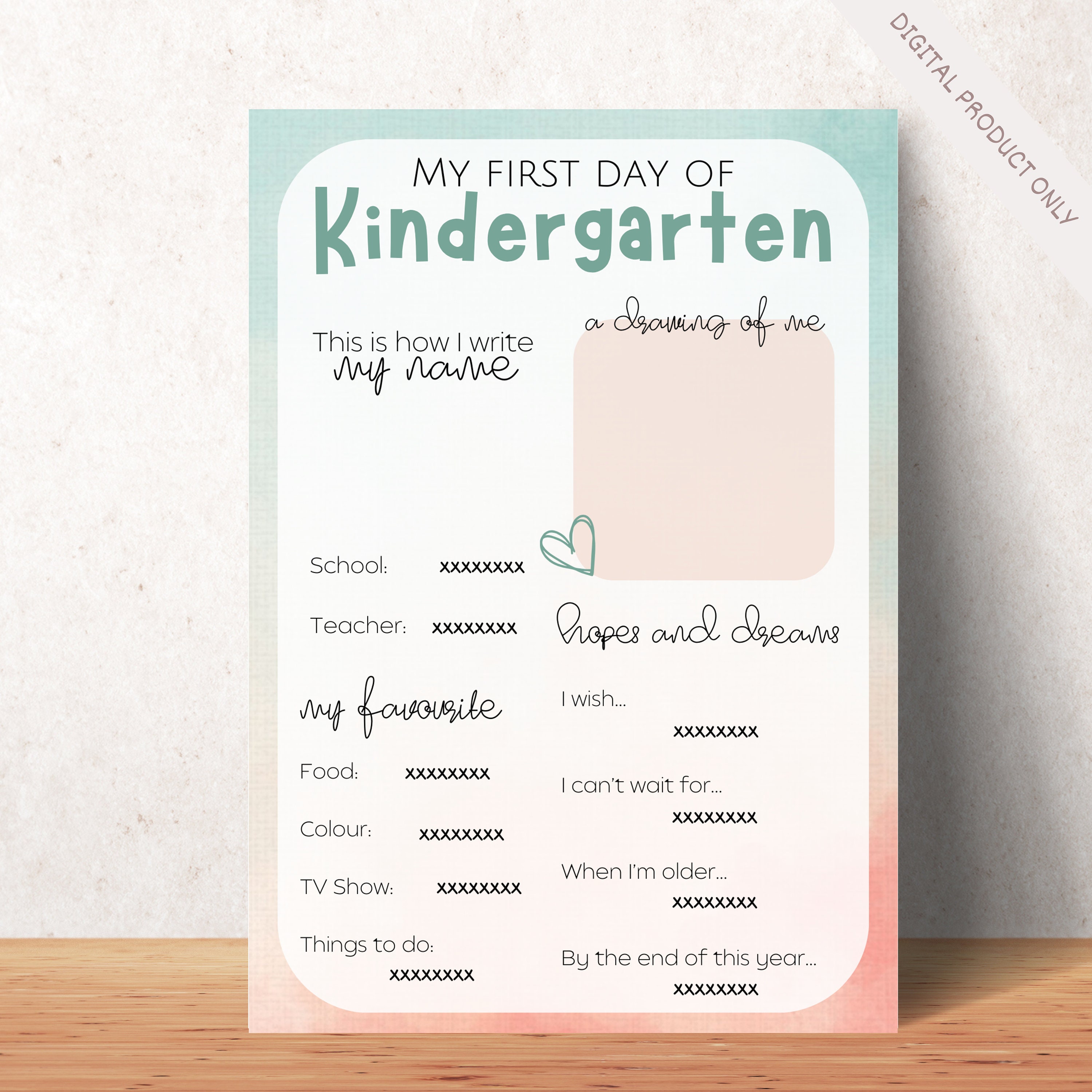 School Memory Box Printable, Kids Keepsake Personalized Back to School ...