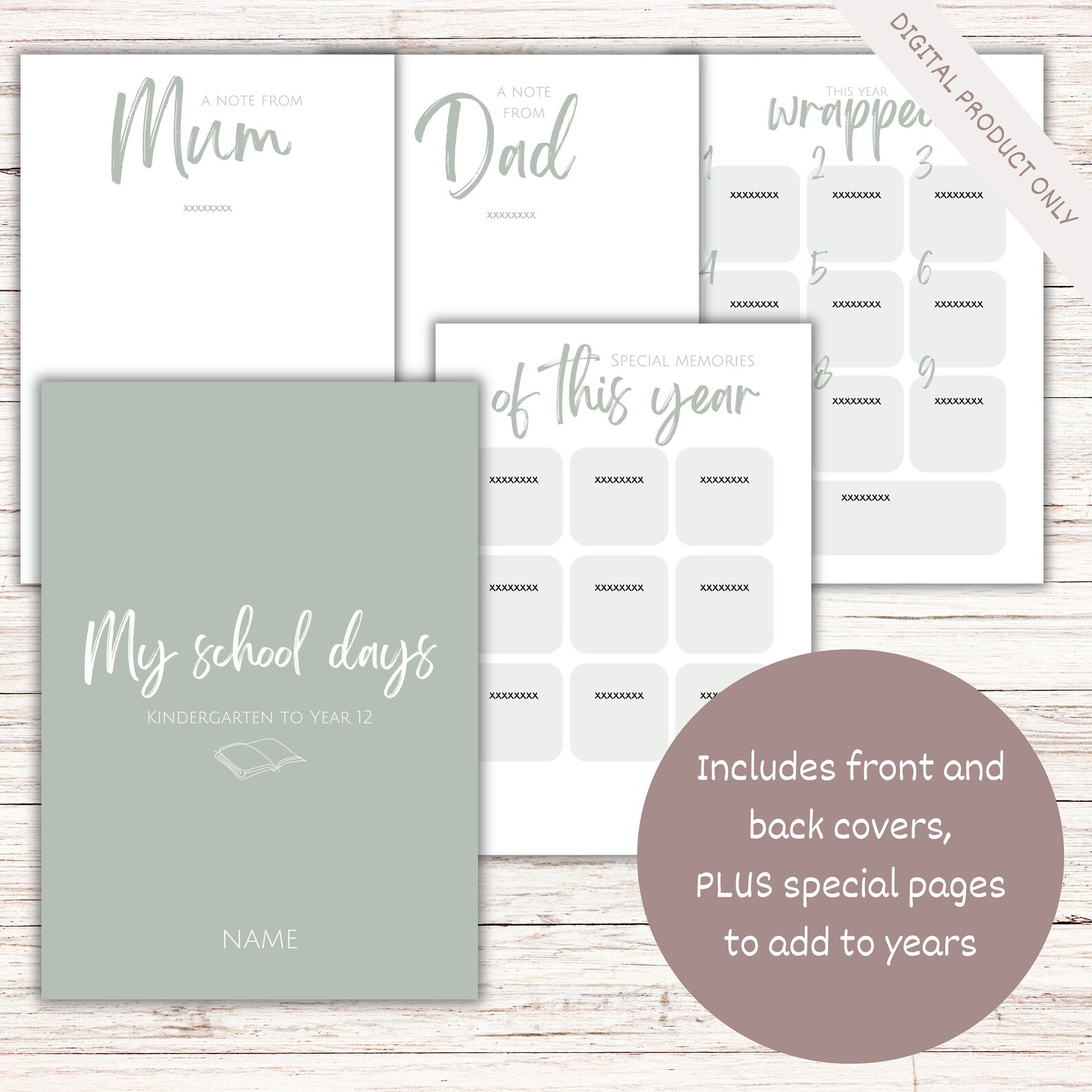 School Years Memory Book: First & Last Day Photo Album (CANVA Template ...