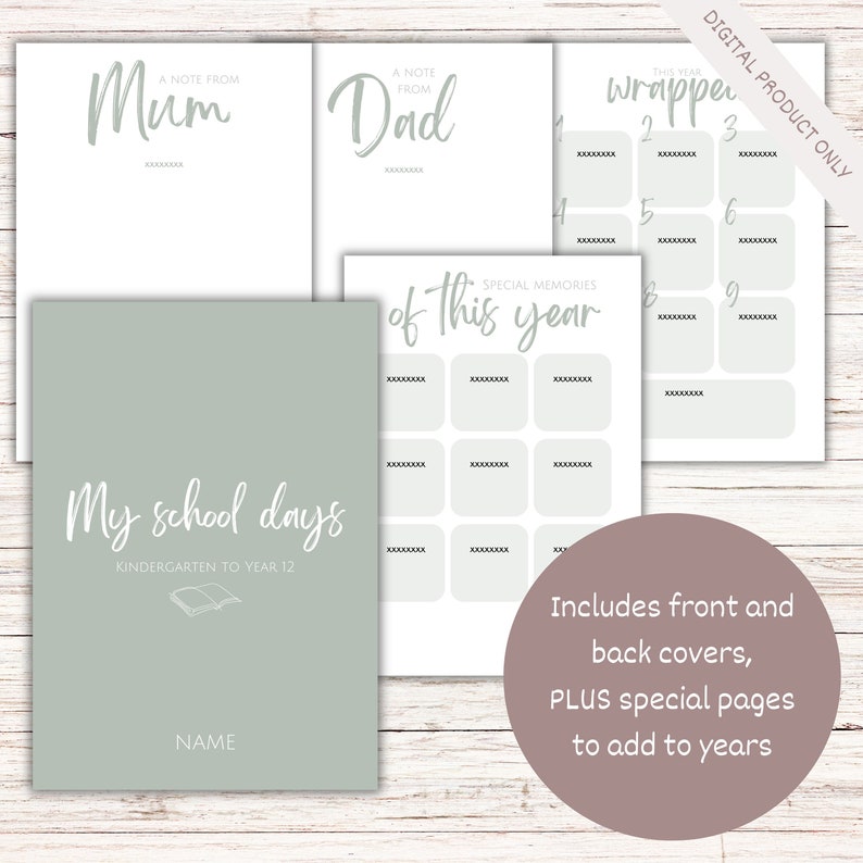 School Years Record Box Memories & Milestones, Editable First Last Day ...