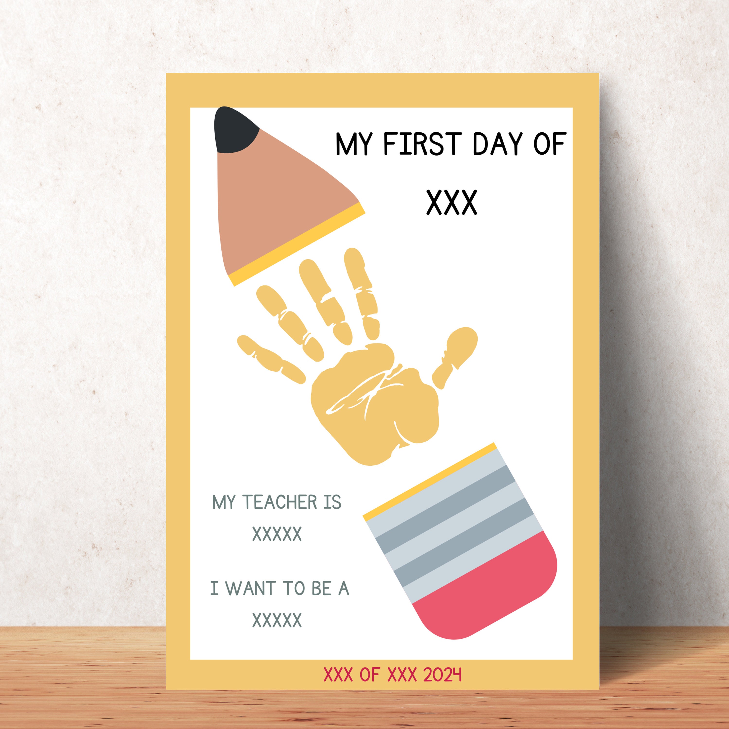 First Day of School Handprint Craft | Back to School Printable | Memory ...