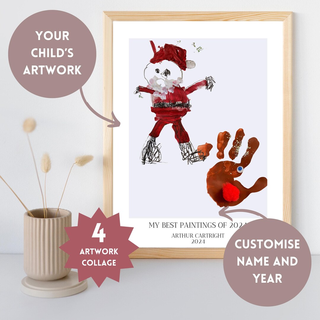 Collage Child Gift Drawing Art, Turn Sibling Drawings to Custom ...