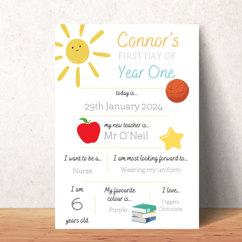 Editable First Day of School Sign Template | Back to School Canva ...