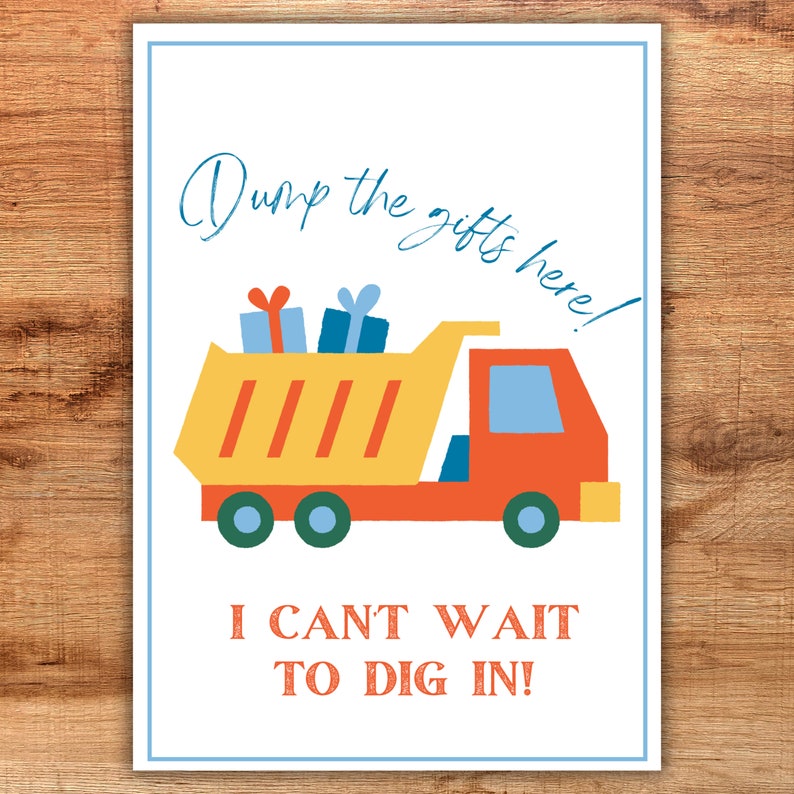 Digger Theme Birthday Posters for Kid, Construction Party Invitation ...