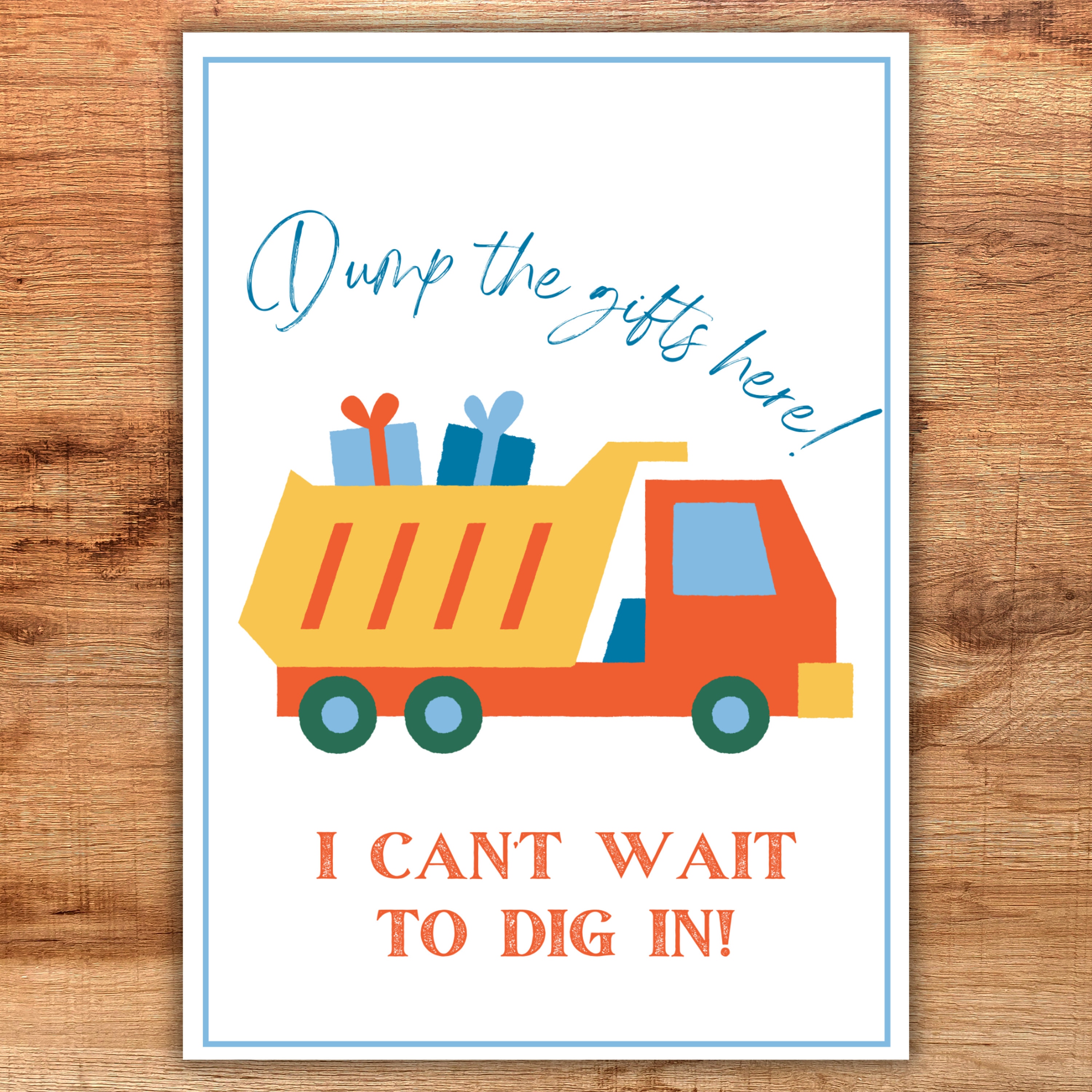 Digger Theme Birthday Posters for Kid, Construction Party Invitation ...