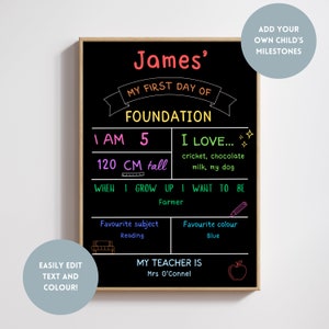 Chalkboard Back to School Sign, Editable First Day of School Sign ...