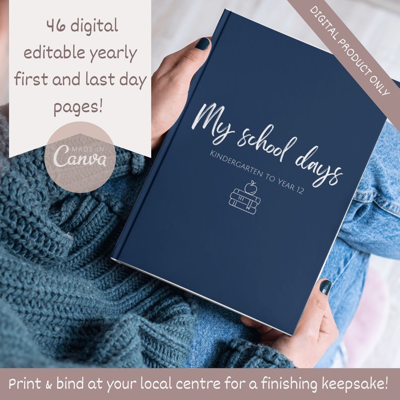 School Memory Box Kit: K-12 Keepsake Portfolio, Editable Canva Template ...