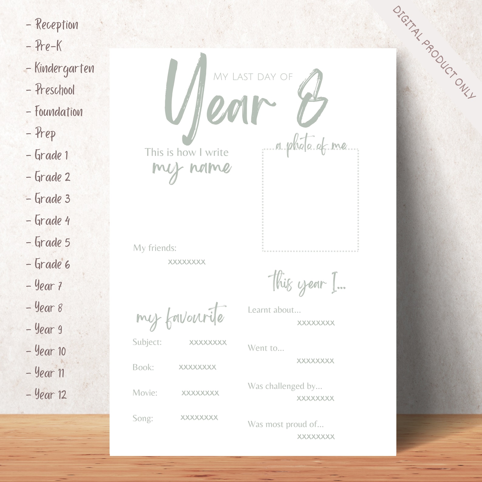 School Years Memory Book: First & Last Day Photo Album (CANVA Template ...