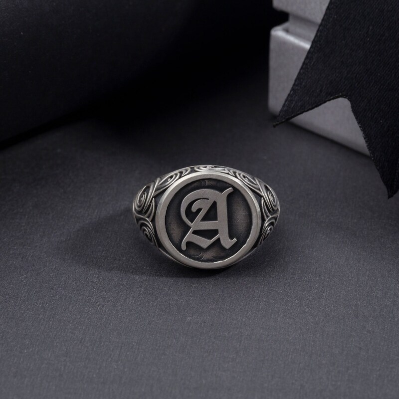 Initial Ring for Men - Etsy