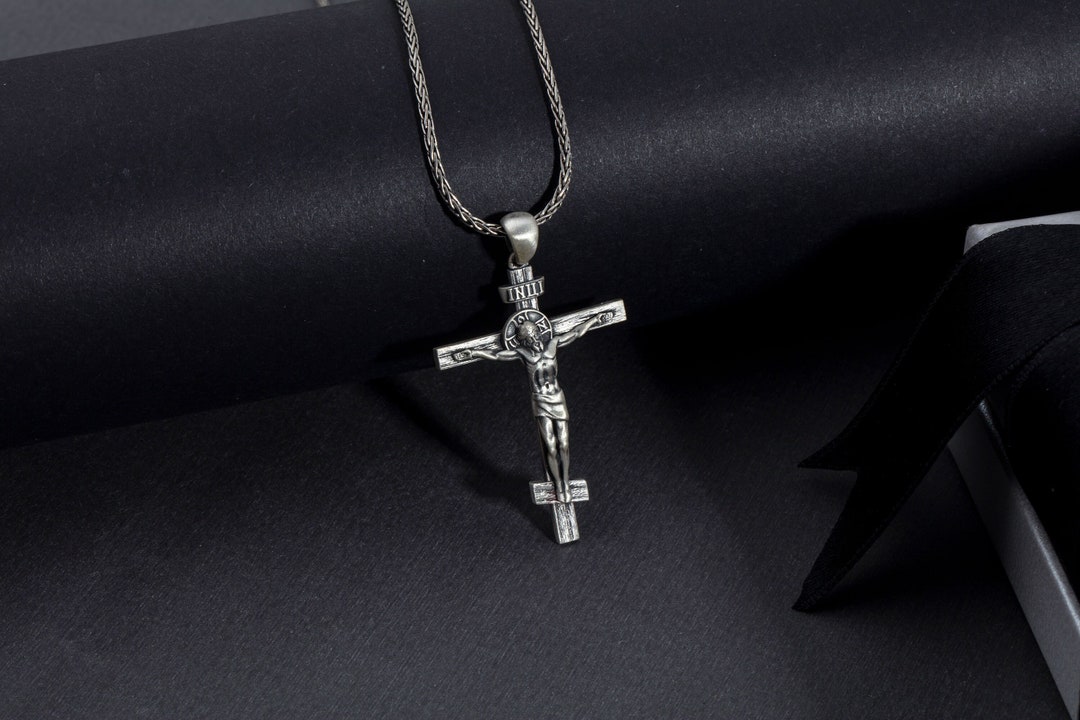Sterling Silver Jesus Crucifix Pendant, Christ Savior Amulet - Etsy