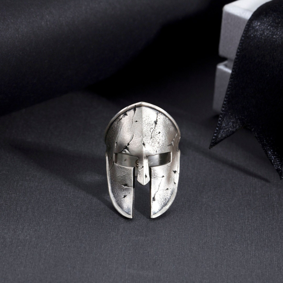 Sterling Silver Spartan Helmet Ring, Engraved Greek Warrior Jewelry - Etsy