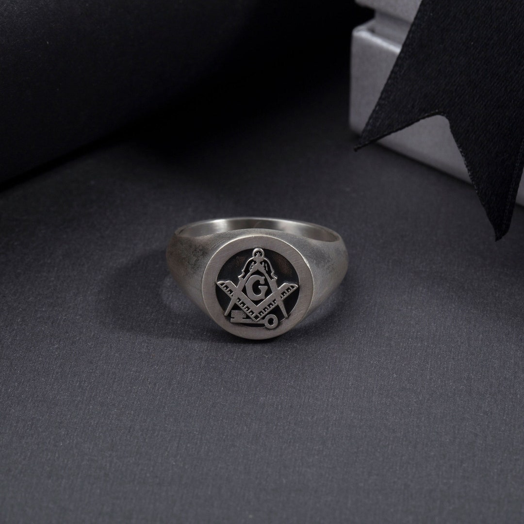 Silver Masonic Men Rings, Gift for Mason Fathers, Master Mason Ring ...