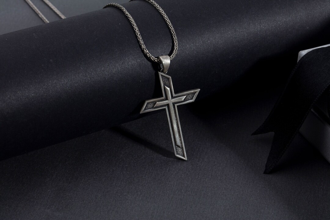 Sterling Silver Crucifix Necklace, Oxidized Jesus Cross Pendants ...