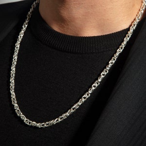 Silver Chain Necklaces for Men, Rope Chain Necklaces, Puffed Link Chain ...