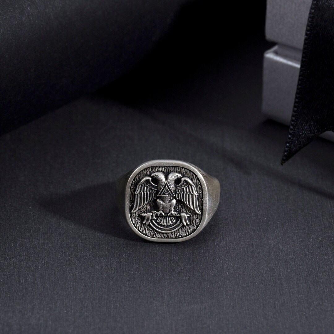 Sterling Silver Masonic Rings, Freemason Rings, Kadosh Degree Masonic ...
