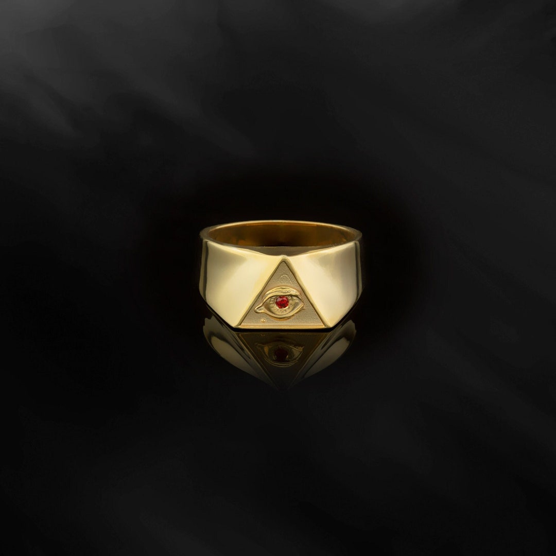 14K Gold Eye of Providence Ring, Freemasonry Jewelry - Etsy