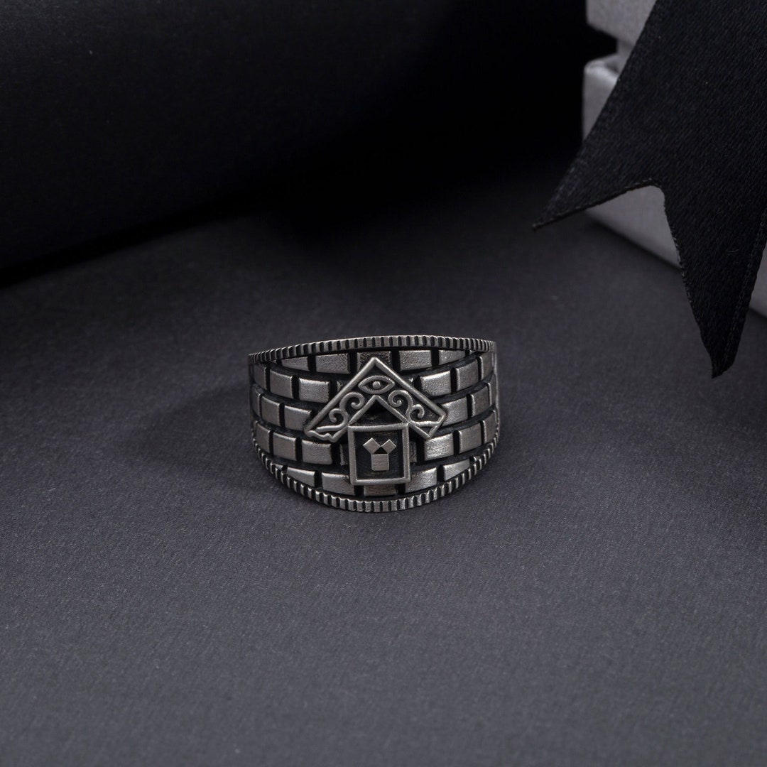 47th Problem of Euclid Mason Symbol, Masonic Compass Ring, Rough Ashlar ...