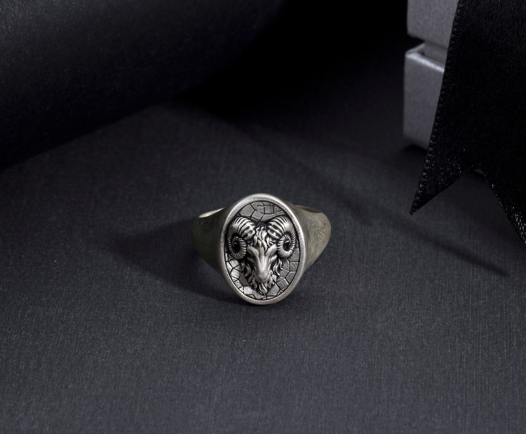 Sterling Silver Ram Rings, Animal Rings for Men, Aries Ram Ring, Zodiac ...