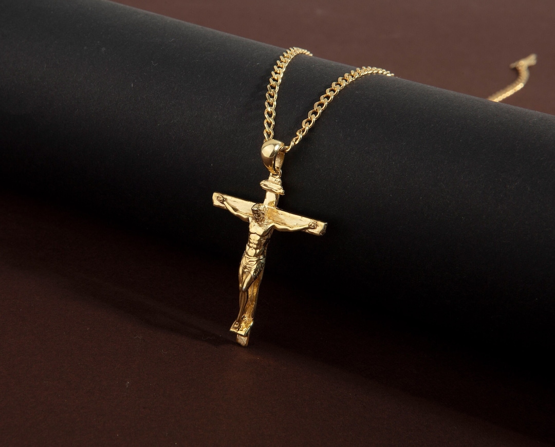 14k Solid Gold Cross Necklaces For Men 10k Gold Cross Necklaces For Women 18k Gold Unisex